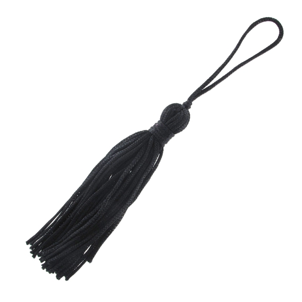Pompon textile 7.5 cm Noir - Perles & Co