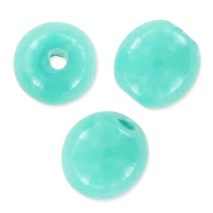 Perles en verre tchèque rondes Shiny 3 mm Turquoise Blue x50 - Perles & Co