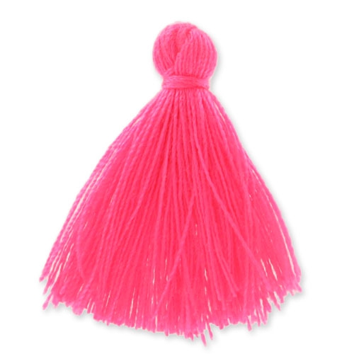 Pompon imitation coton 27-30 mm Rose Fluo x1 - Perles & Co