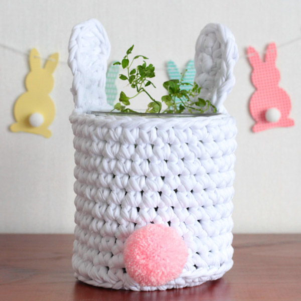 DIY cache-pot lapin au crochet - Tuto débutant fil trapilho