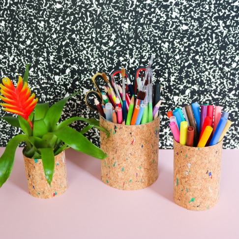 Fabriquez un cache-pot en tissu liège coloré - Tuto facile