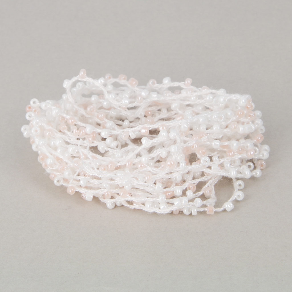 Cordon perlé avec des rocailles 2.4 mm pour créations DIY - Rose/Blanc ...