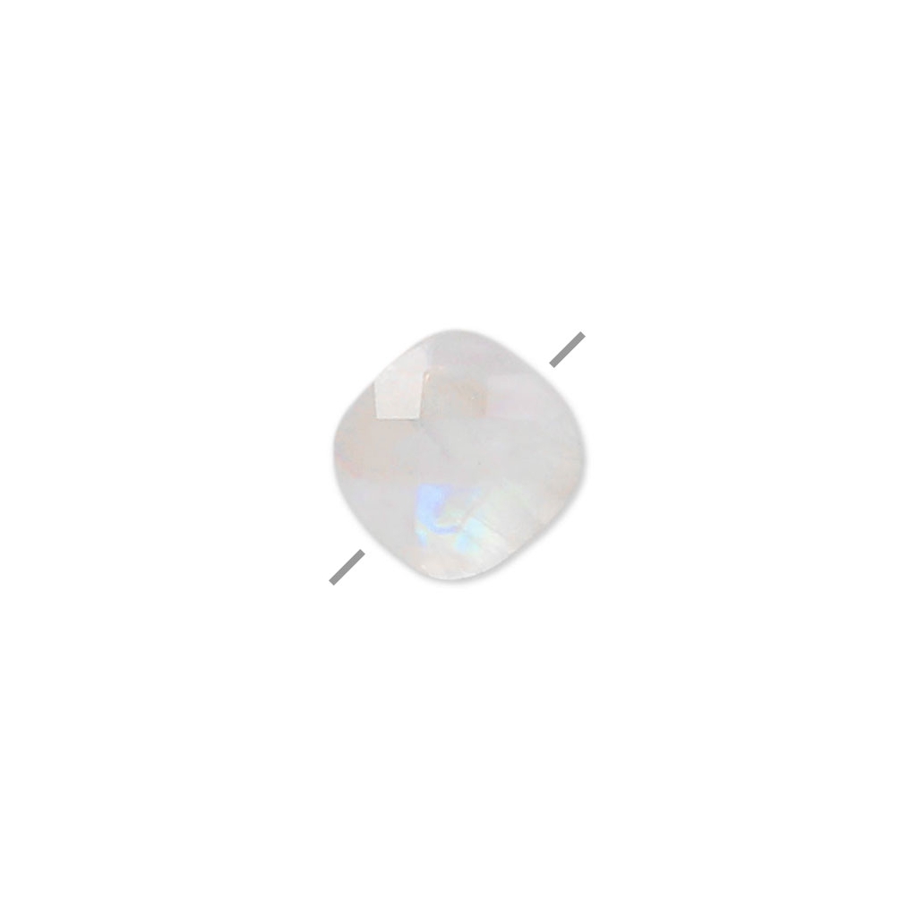 Perle facettée carrée en pierre gemme Pierre de Lune 6 mm x1 - Perles & Co