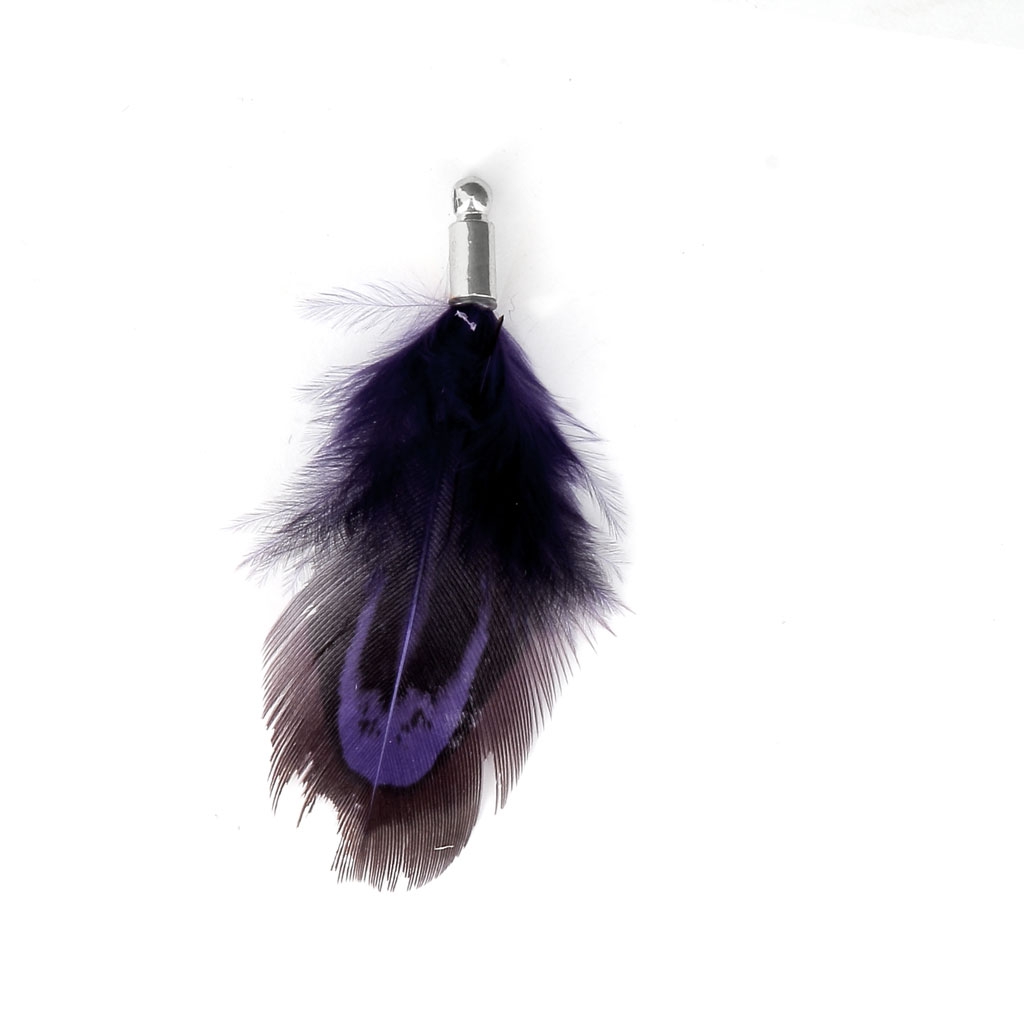 Plume de faisan rayée avec embout rhodié pour bijoux fantaisie 35 mm ...