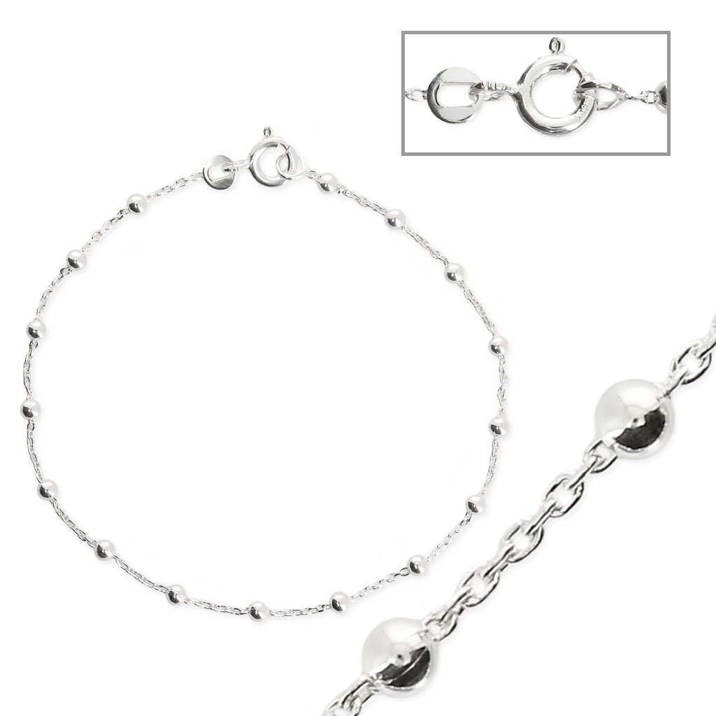 Bracelet maille forçat rectangle alternée perles rondes 2.5mm (1x1 ...