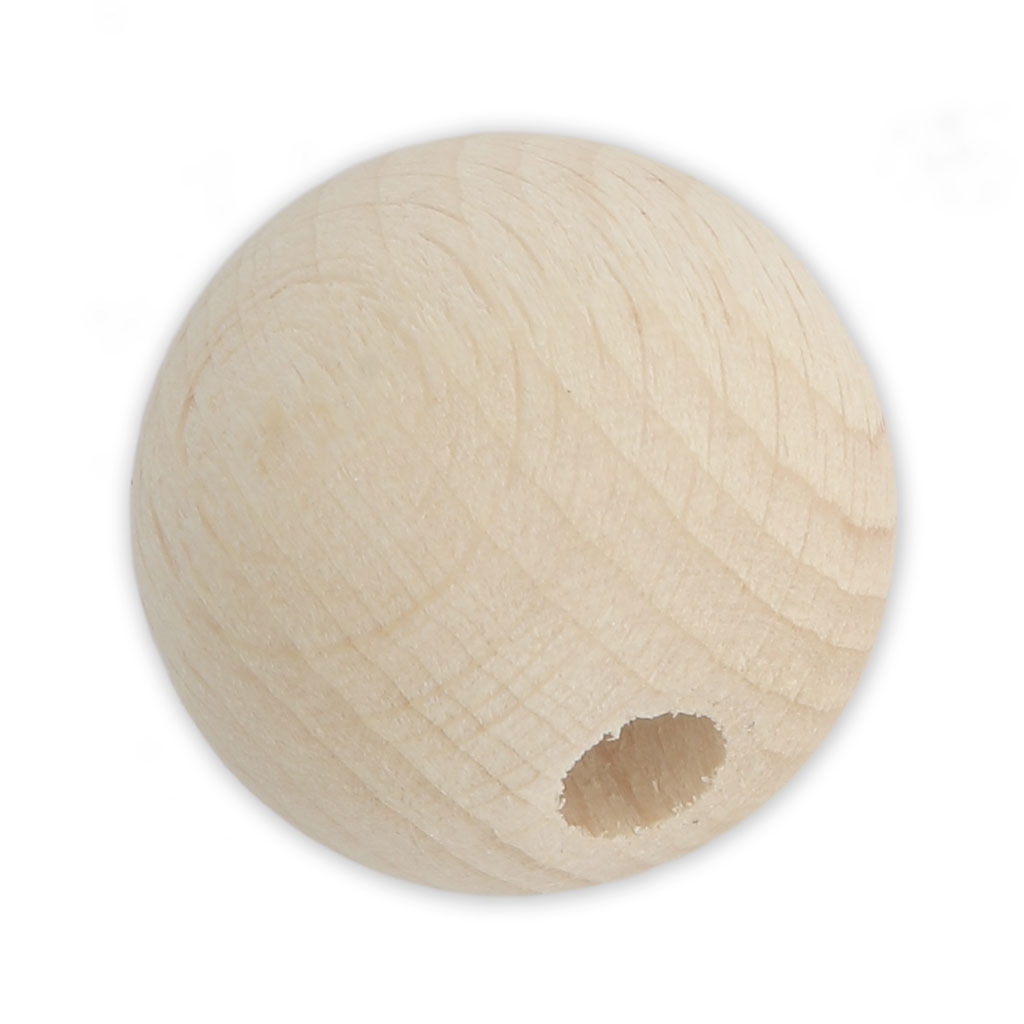 Grosse perle ronde en bois brut naturel 25 mm x1 - Perles & Co