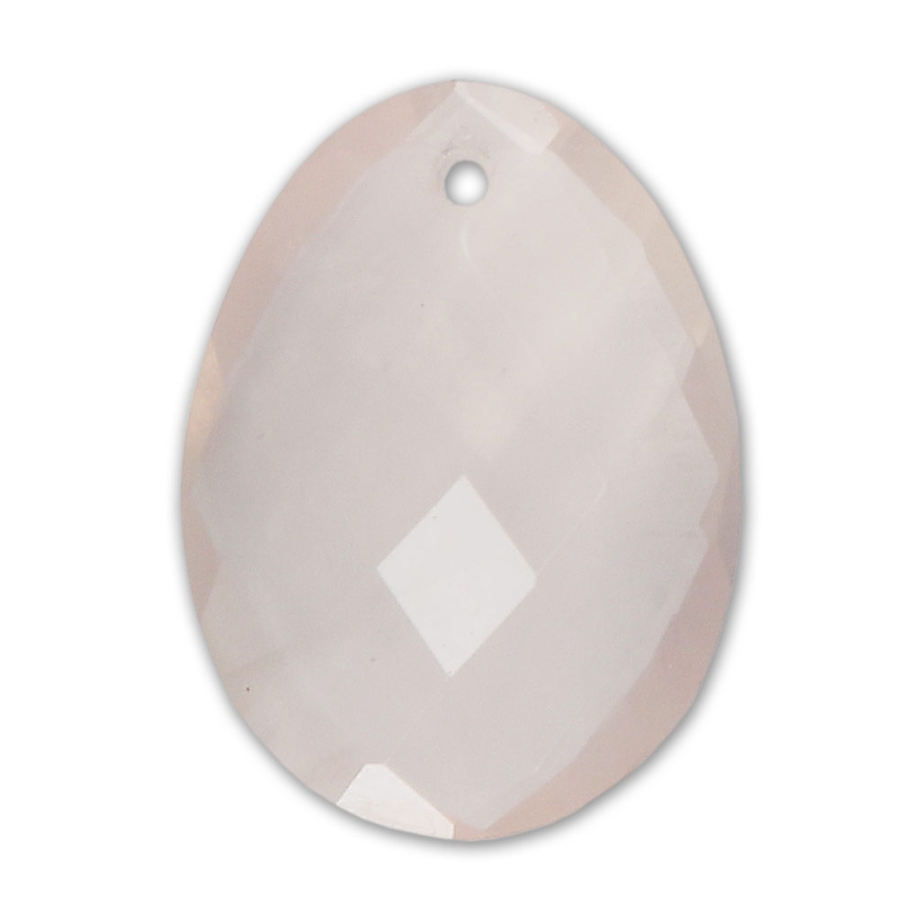 Pendentif facetté ovale 20x15 mm en pierre gemme Quartz Rose x1 ...