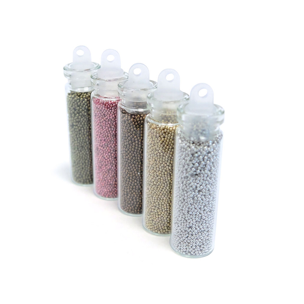 Assortiment de 5 fioles microbilles sans trou 0.5 mm Métallique x20g ...