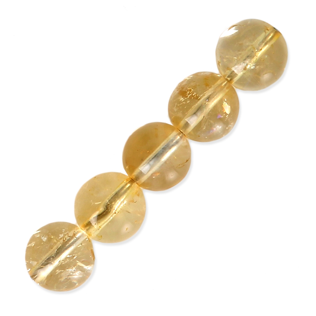 Perles Rondes 8 mm en pierre gemme Citrine x10 - Perles & Co