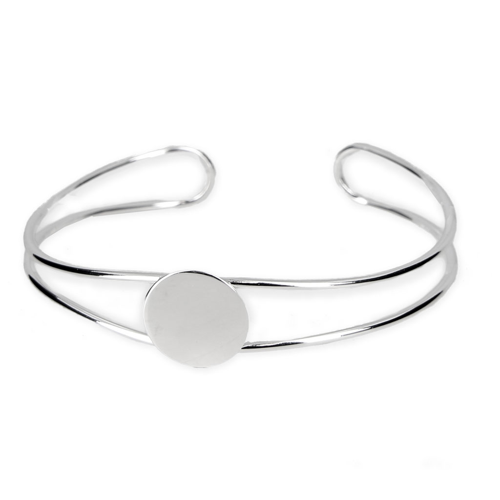 Bracelet plateau en laiton pour cabochon rond fond plat 15 mm Placage ...