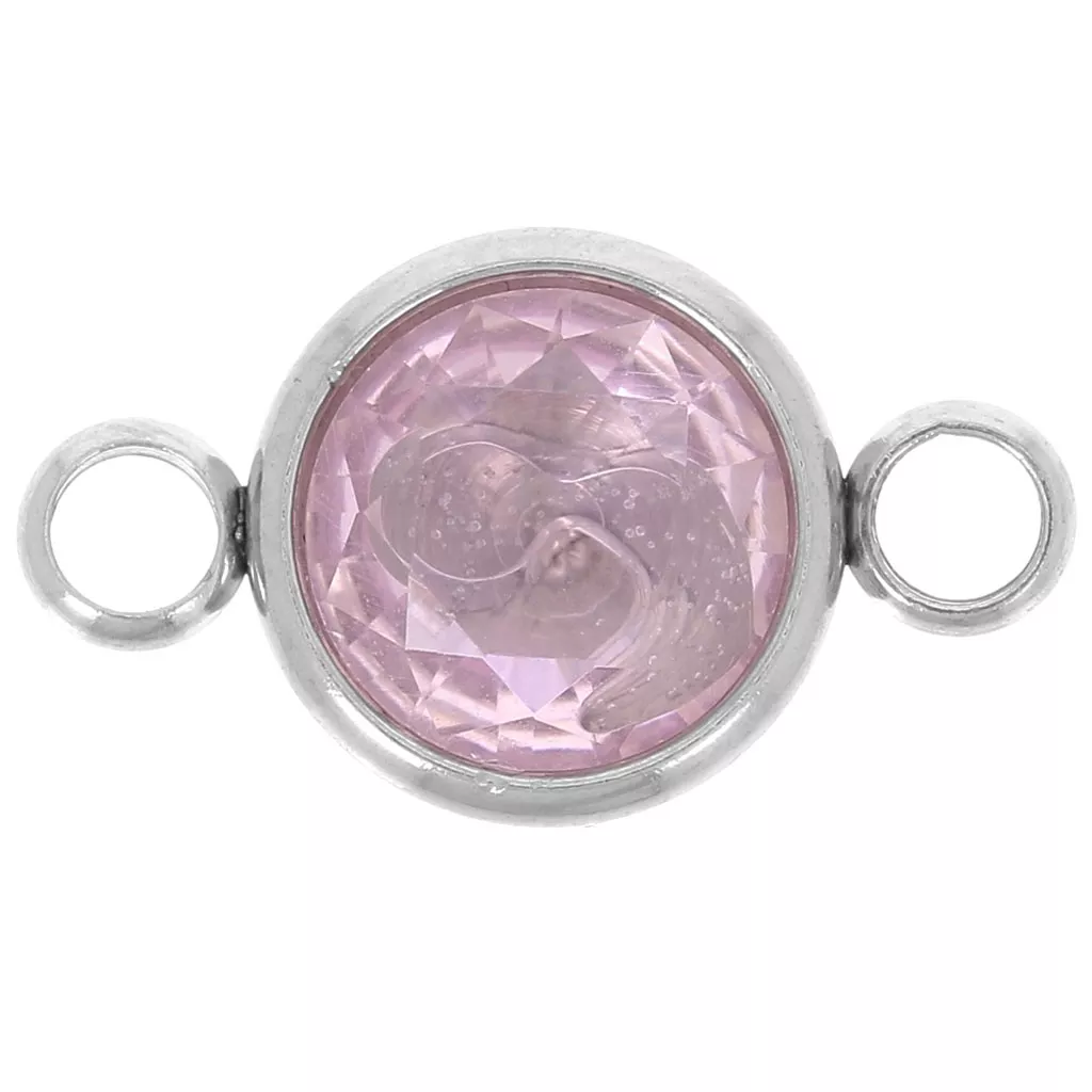 Intercalaire rond et cabochon en verre facetté 10mm - Acier inox 304L ...