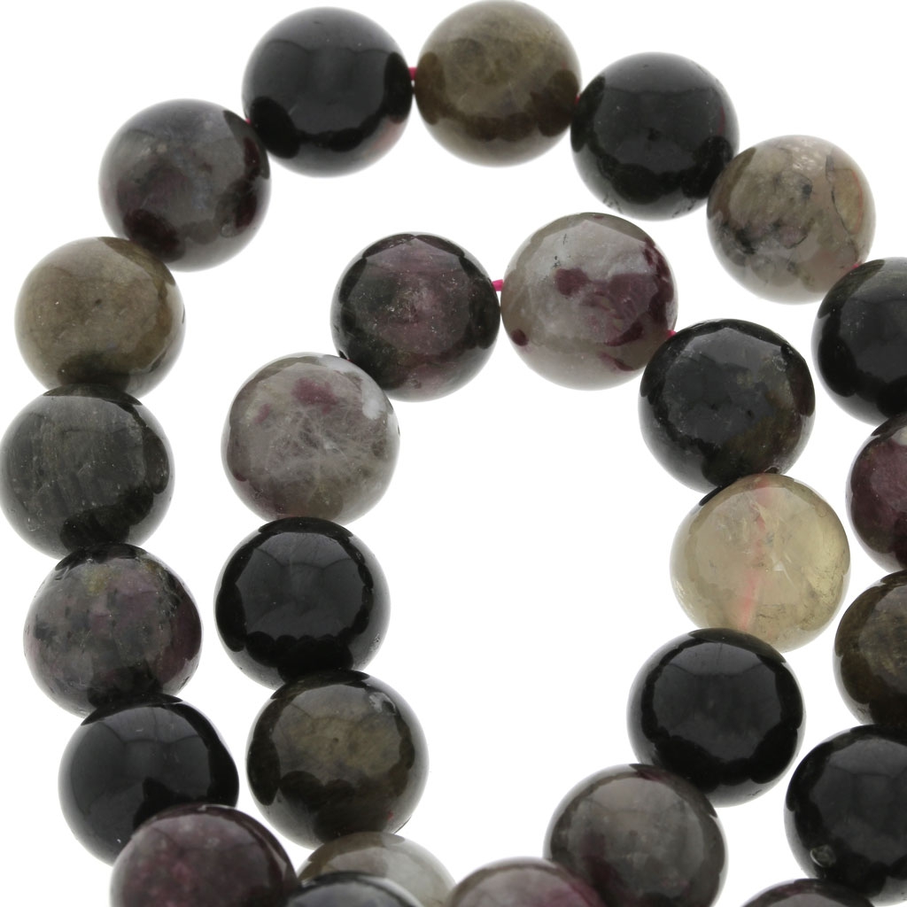 Perles rondes en pierre gemme Tourmaline 10 mm x5 - Perles & Co