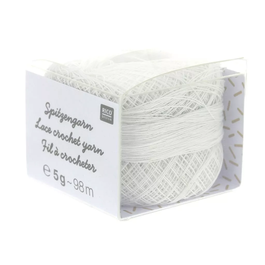 Fil 100 % coton à crocheter - Rico Design - spécial dentelle - Blanc x ...