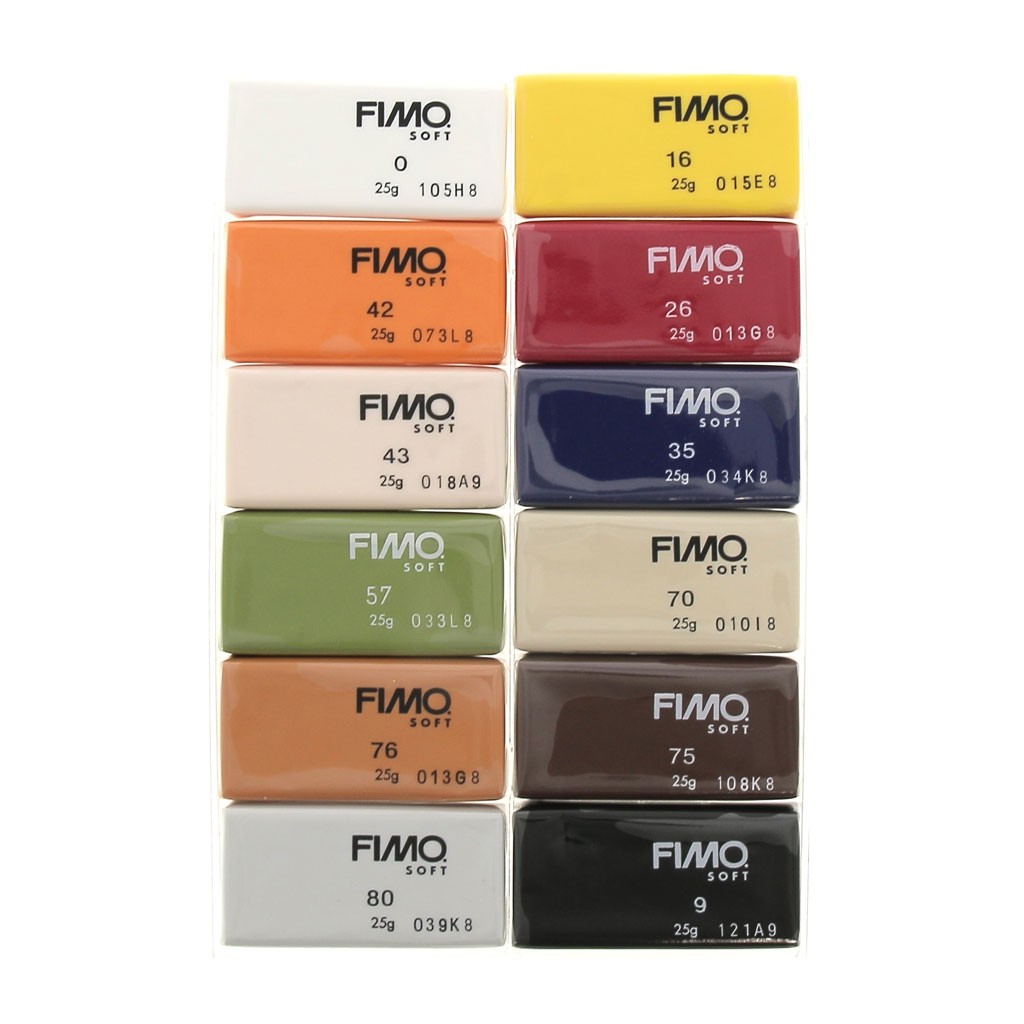 Assortiment de 12 couleurs de Pâte Fimo Soft Natural - Perles & Co