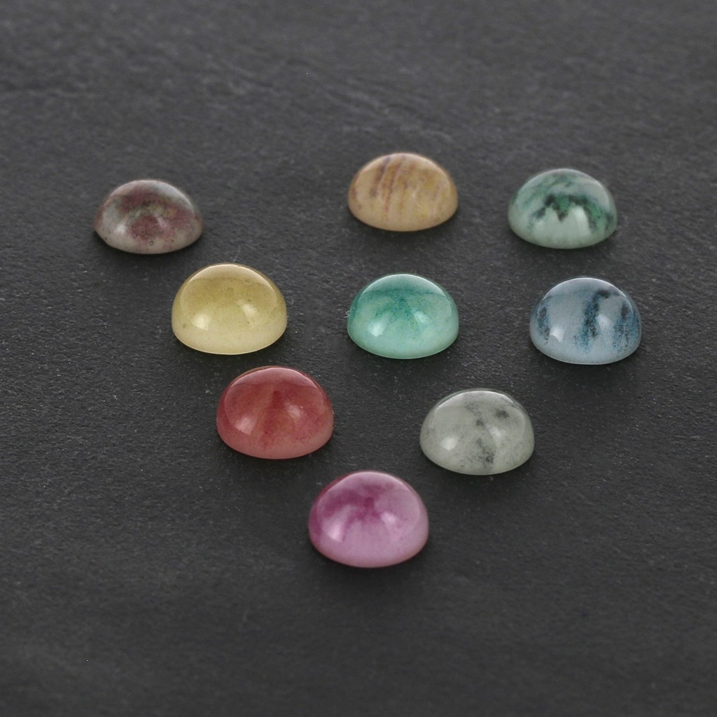 Cabochon en résine imitation pierre gemme 6 mm Cornaline x1 - Perles & Co