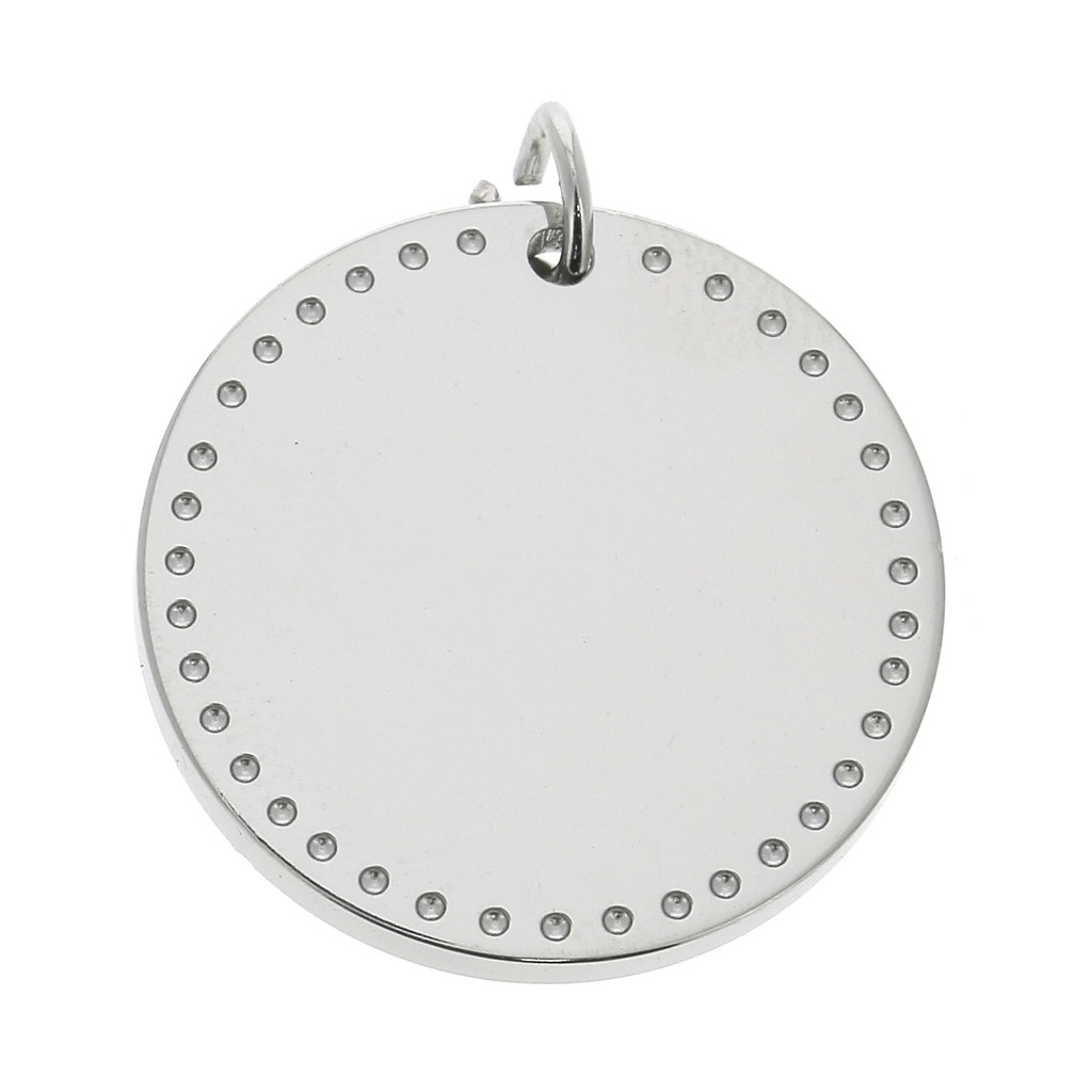 Pendentif rond travaillé 20 mm avec anneau ouvert en Acier inox x1 ...