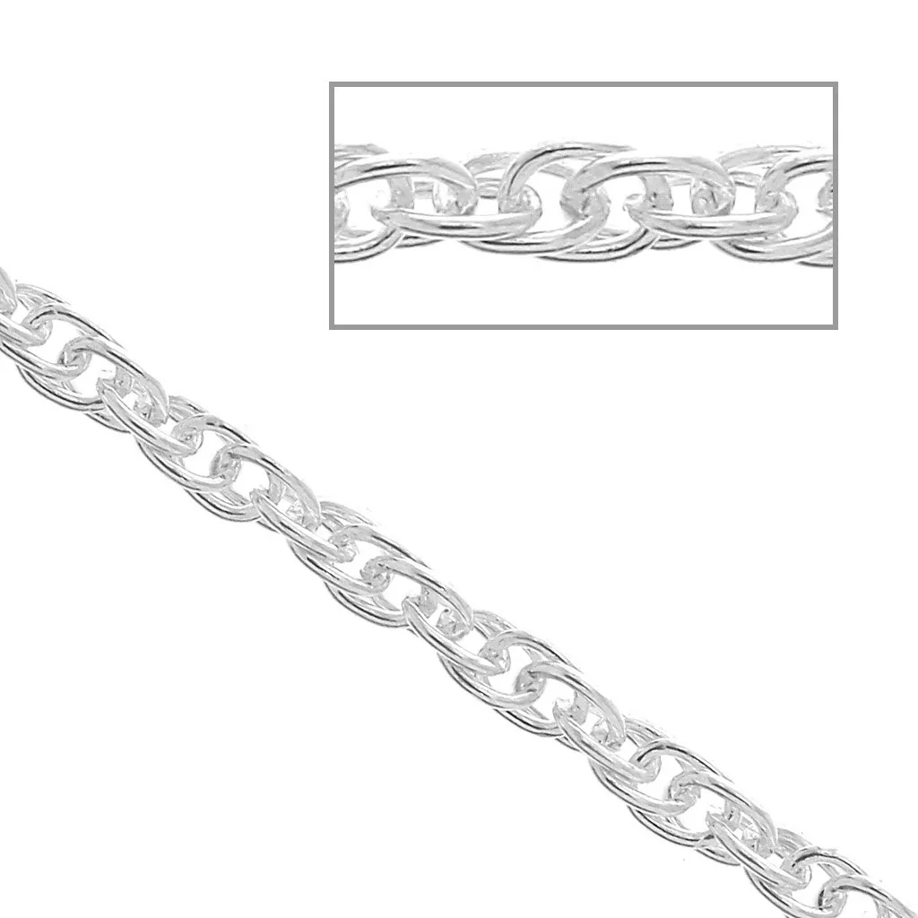 Chaîne maille corde 2 mm en Argent 925 x50 cm - Perles & Co
