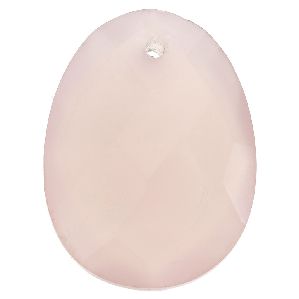 Pendentif facetté ovale 20x15 mm en pierre gemme - Calcedoine Rose x1 ...