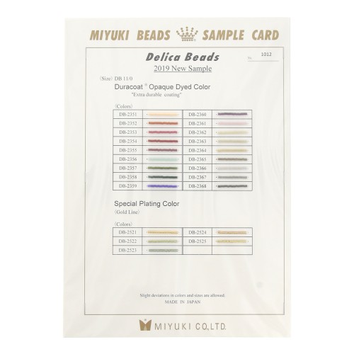 Nuancier Miyuki Delica 11/0 - Sample Card (n°1012) - Duracoat Opaque ...