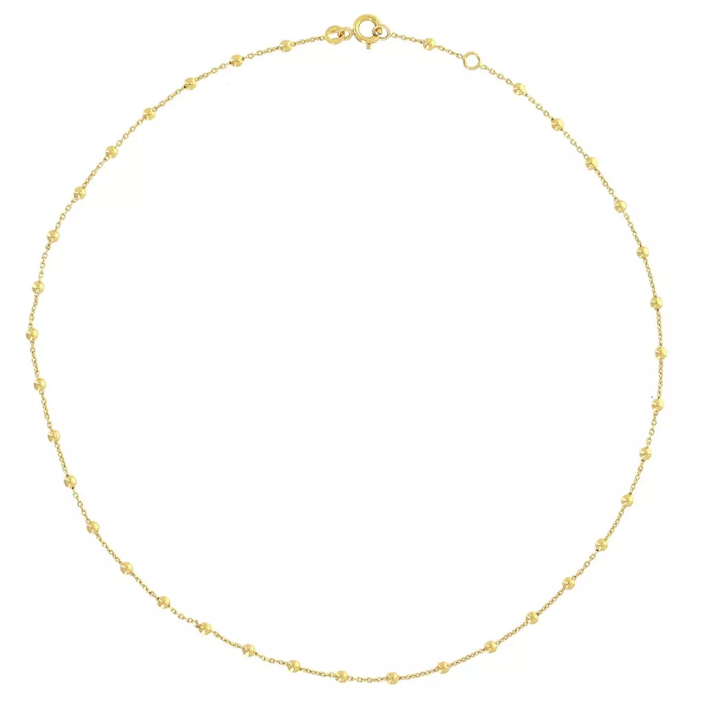 Tour de cou maille forçat alternée perles rondes 2.5 mm (1x1) Plaqué Or ...
