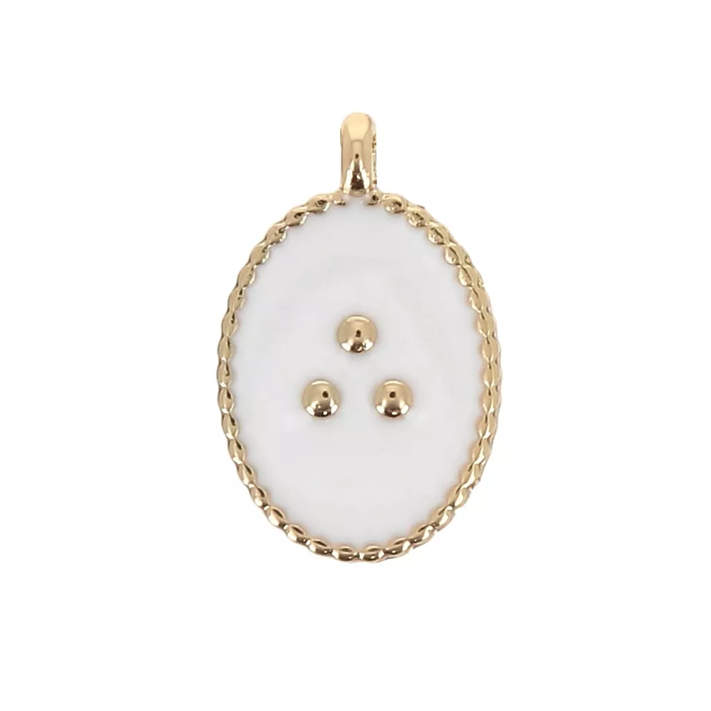 Breloque ovale motif petits points en résine époxy 14x9 mm - Doré ...