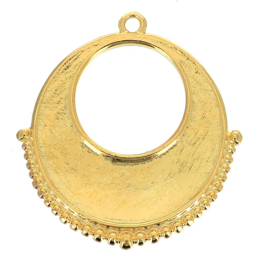 Pendentif rond ethnique évidé 30x28 mm - Doré à l'or fin x1 - Perles & Co