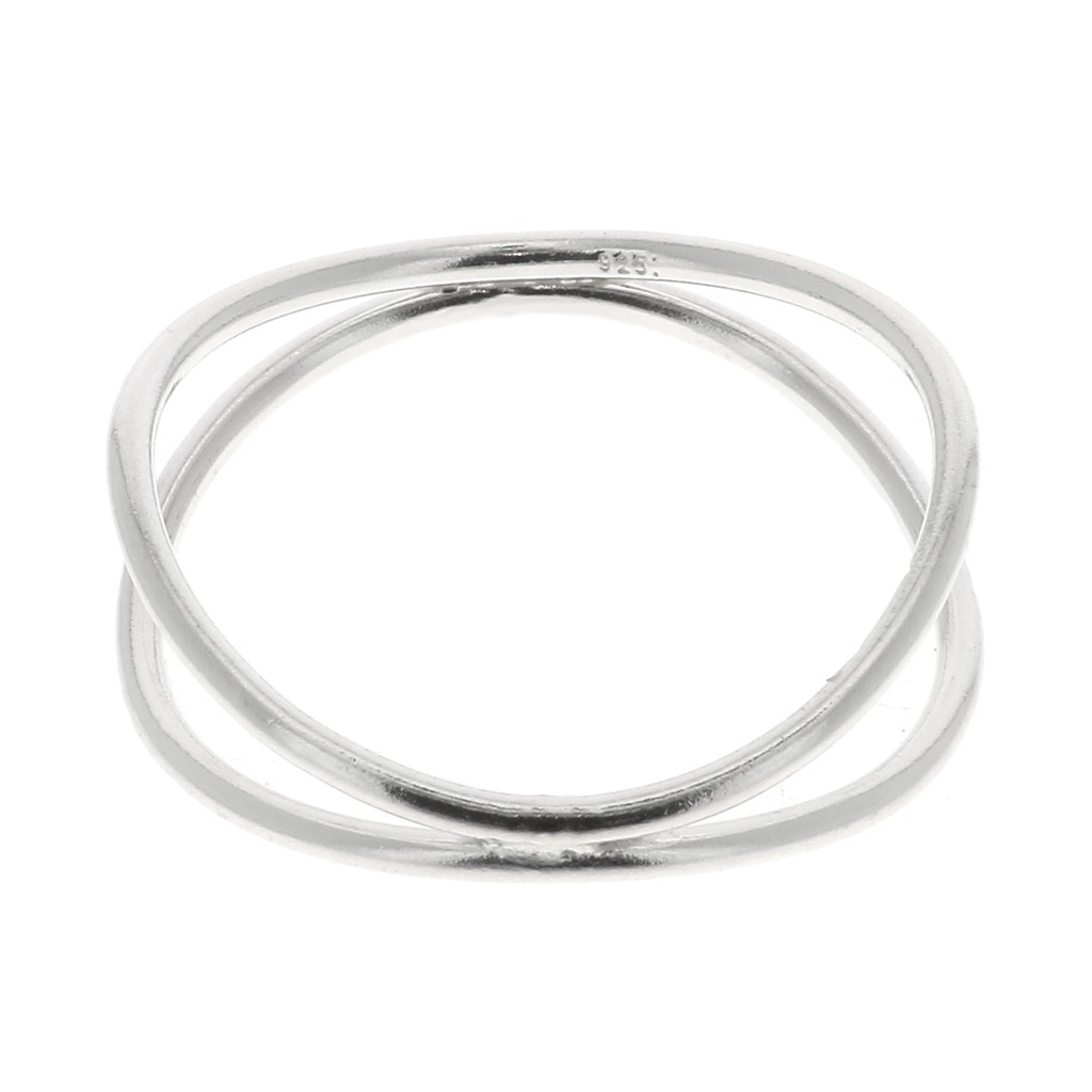 Bague double anneau croisé - Taille 53 - en Argent 925 x1 - Perles & Co