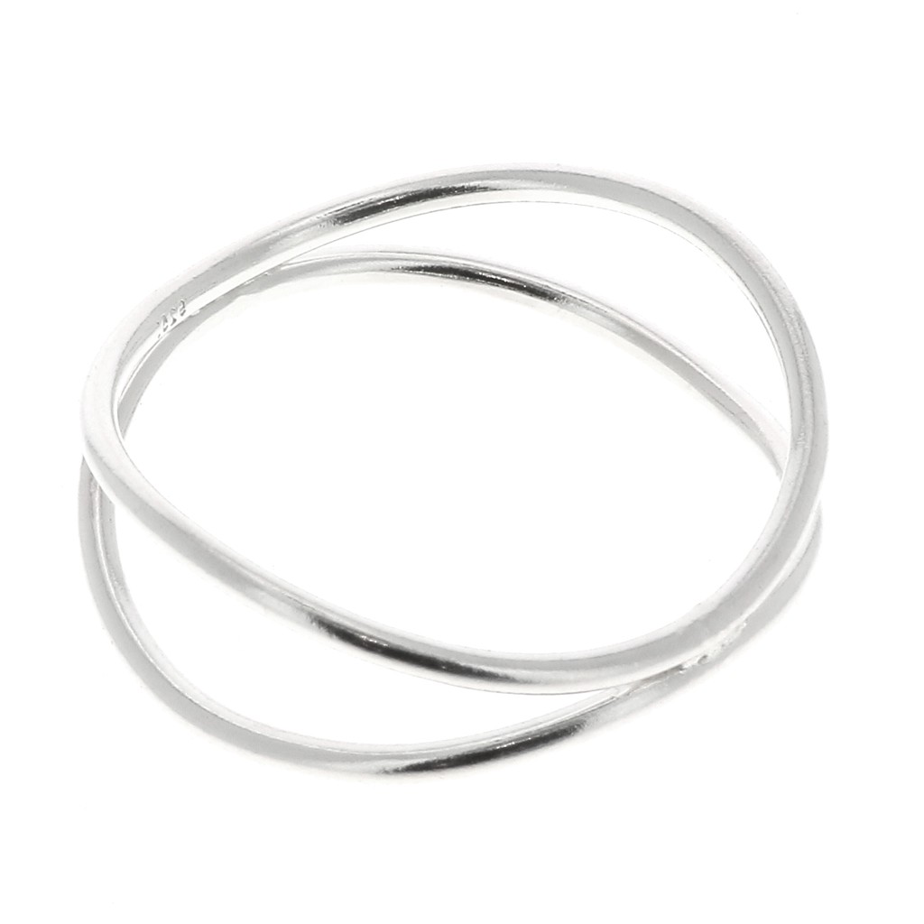 Bague double anneau croisé - Taille 53 - en Argent 925 x1 - Perles & Co
