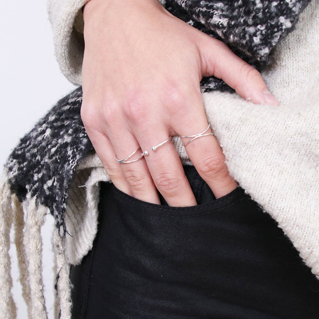 Bague double anneau croisé - Taille 53 - en Argent 925 x1 - Perles & Co