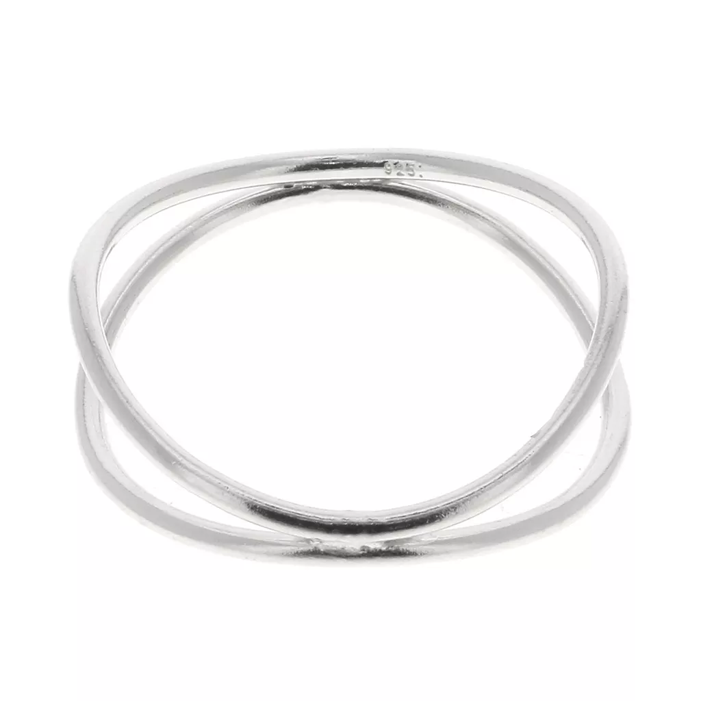 Bague double anneau croisé - Taille 55 - en Argent 925 x1 - Perles & Co
