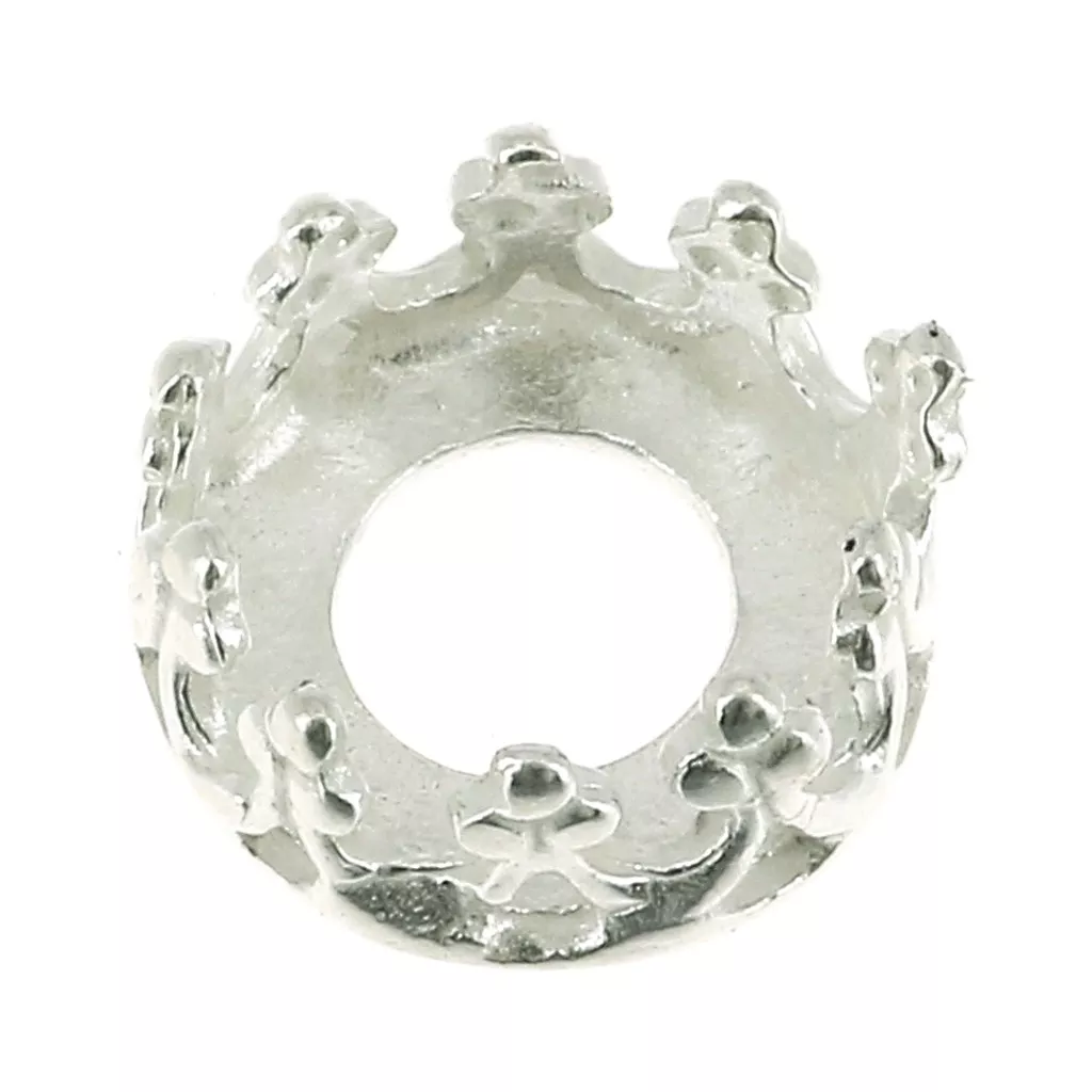 Serti rond griffe - décor couronne - pour cabochon 6 mm - Argent 925 x1 ...