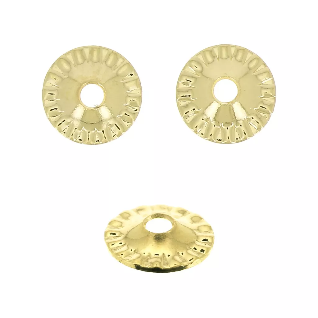 Coupelles rondes travaillées 7 mm - Plaqué Or 3 microns x4 - Perles & Co