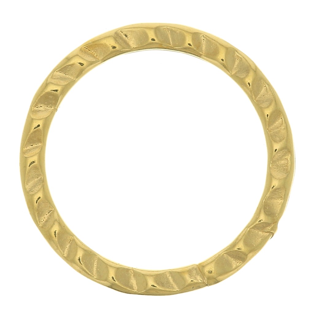 Anneau fermé rond strié 12 mm - Plaqué Or 3 microns x1 - Perles & Co