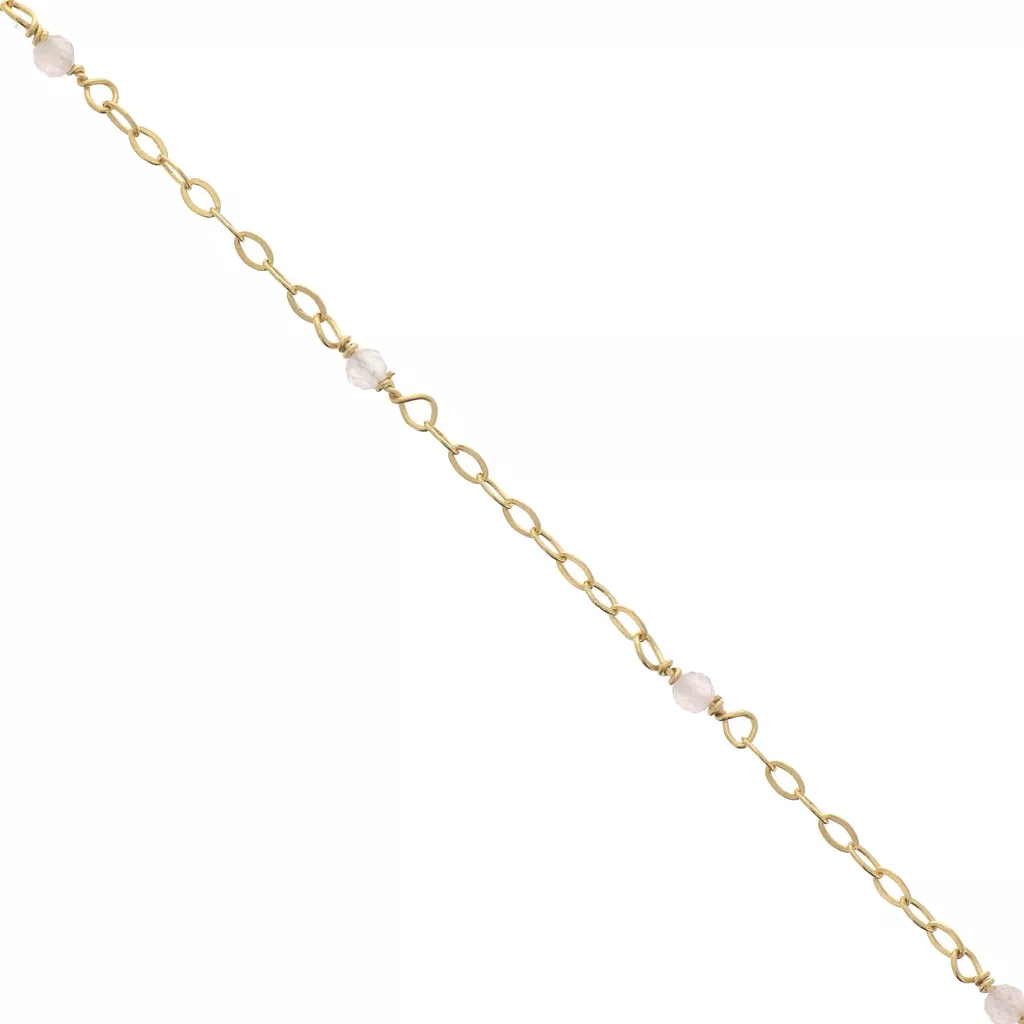 Chaîne Forçat limée 2mm avec Quartz rose facetté Argent 925 Doré à l'or ...