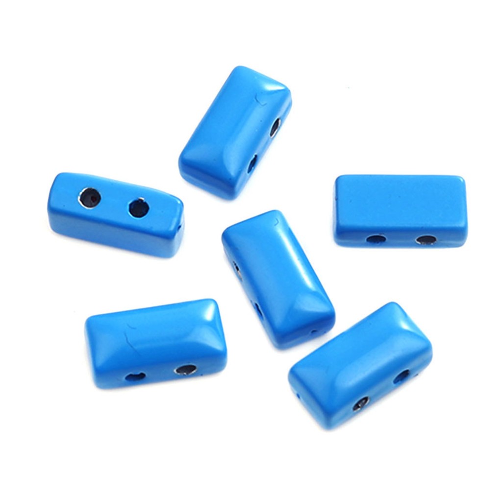 Perle colorée 2 trous en zamac forme rectangle 12x6 mm - Bleu x1 ...