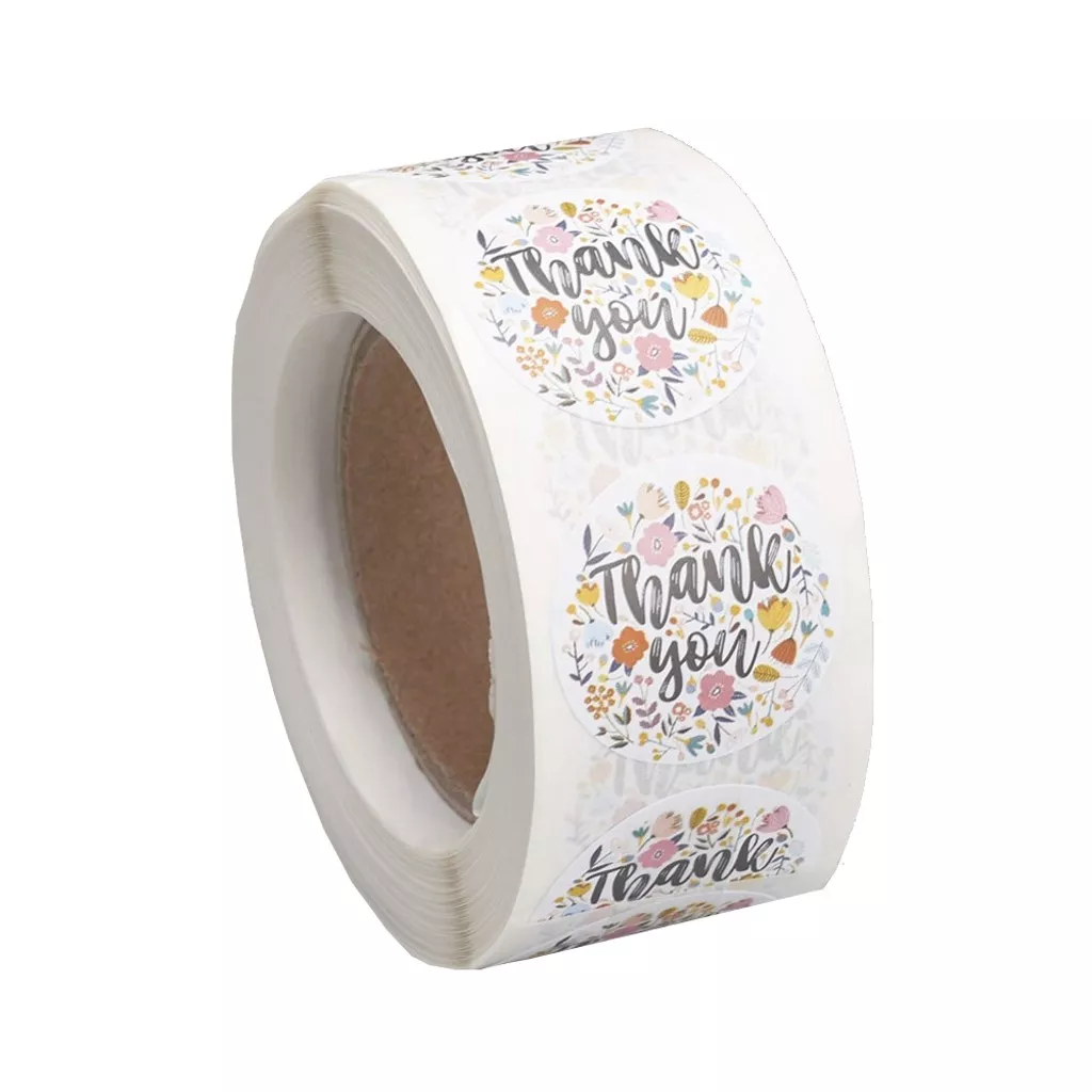 Rouleau d'étiquettes autocollantes 25 mm - Thank you - Multicolore x500 ...
