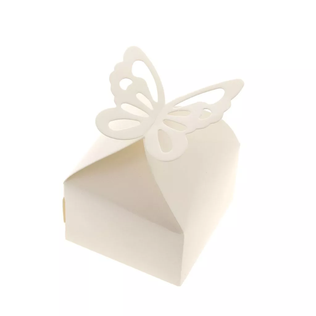 Boîte cadeau papillon à monter soi-même 6x6x4 cm - Ecru pailleté x5 ...