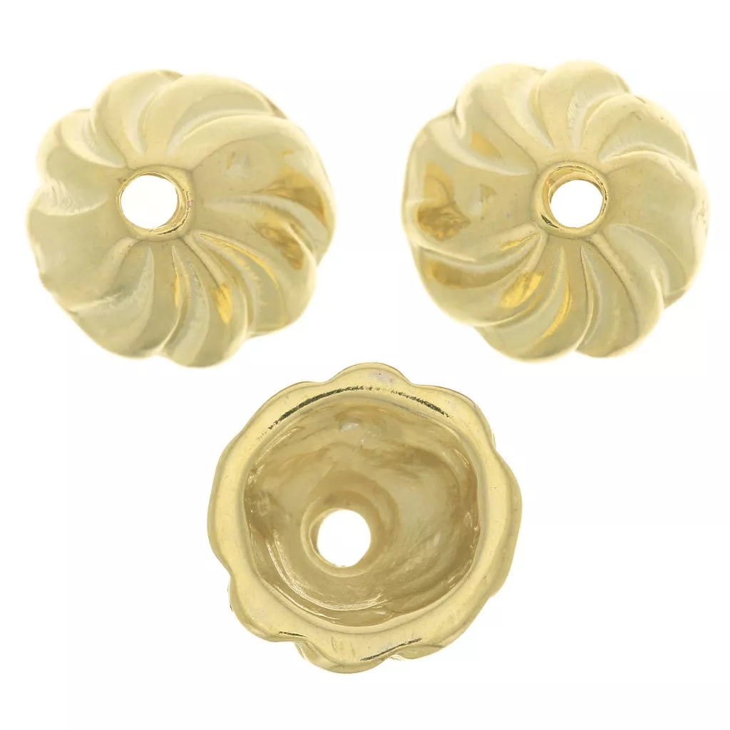 Coupelles striées 11 mm - Doré à l'or fin x6 - Perles & Co
