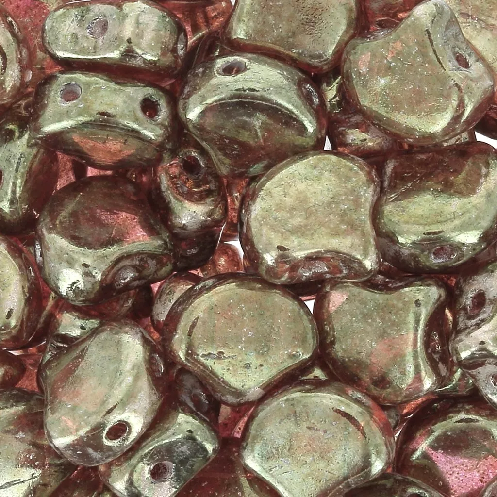 Perles en verre Ginko Duo 2 trous 7.5x7.5 mm - Crystal Gleam Red Glaze x10g - Perles & Co