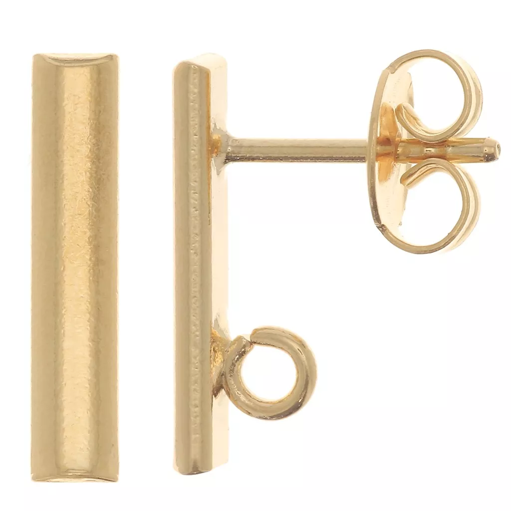 Clous d'oreilles barre arrondi 15x3 mm - anneau ouvert - Doré à l'or ...