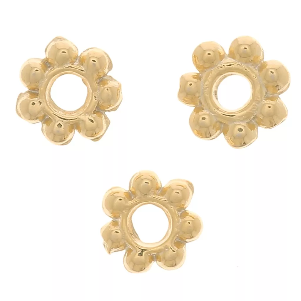 Perles rondelles fleur 4 mm - Doré à l'or fin x100 - Perles & Co