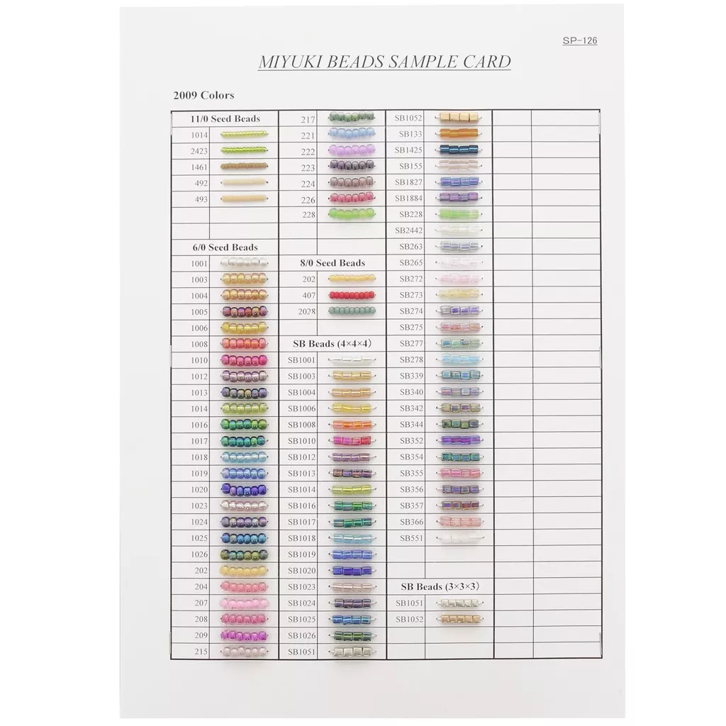 Nuancier Miyuki Rocaille 6/0 8/0 11/0 & Cube SB - Sample Card (n°SP-126 ...