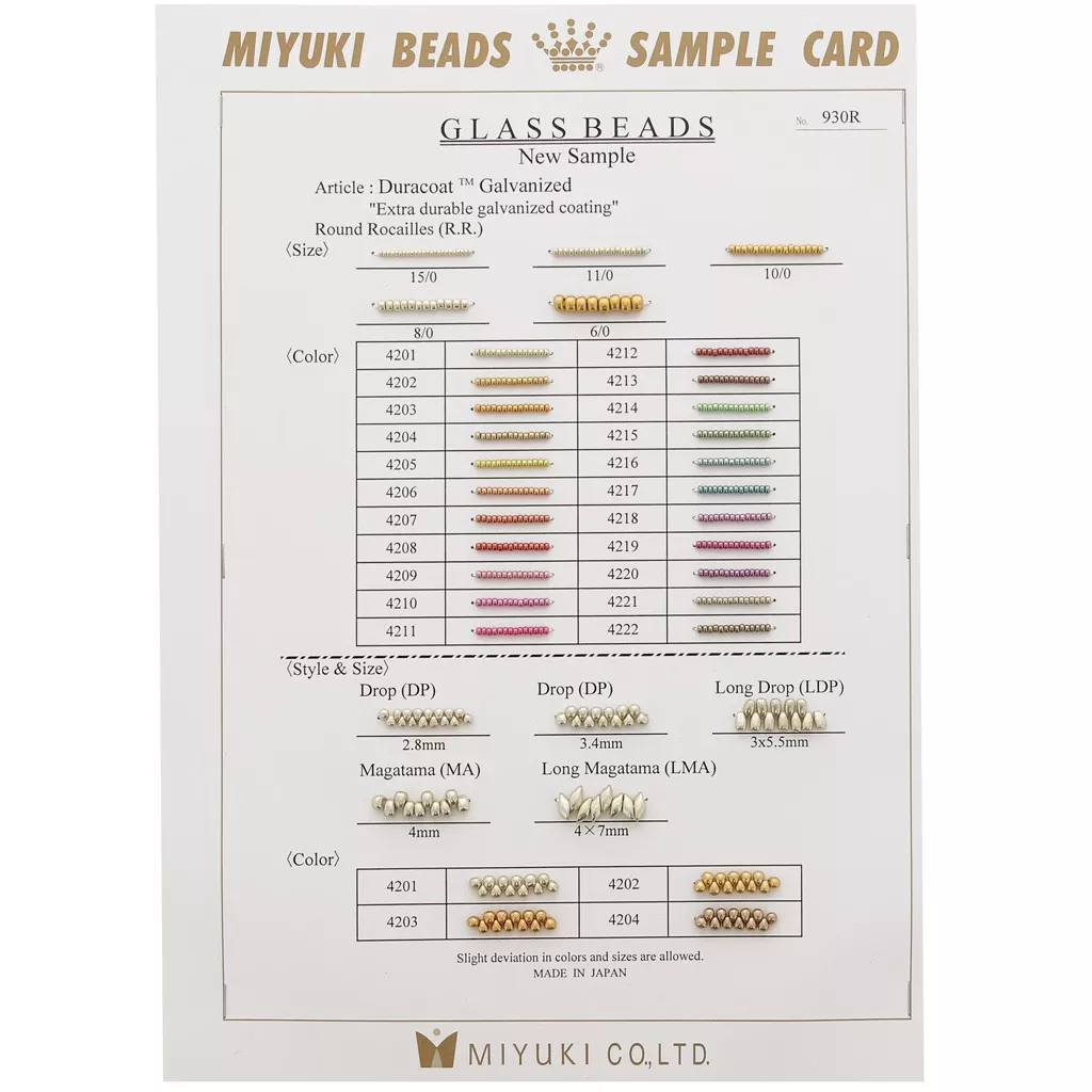 Nuancier Miyuki Rocaille - DP MA & LMA - Sample Card (n°930/R) Duracoat ...