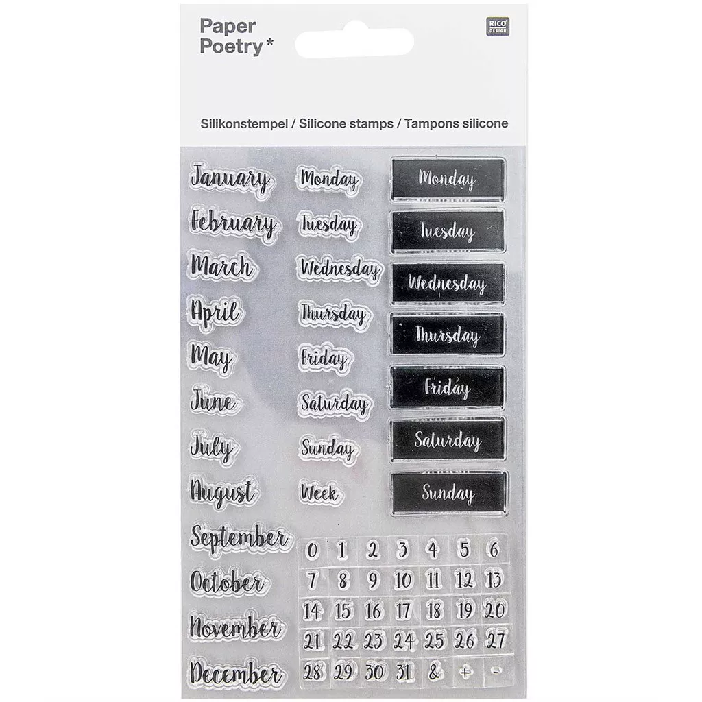 Set de 62 Tampons en silicone pour Bullet journal - Calendrier - Perles ...