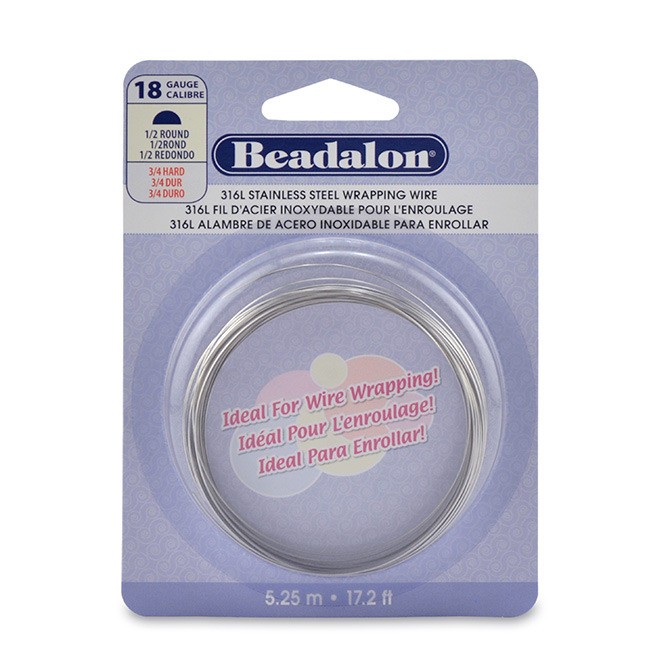 Fil demi-rond 1 mm en Acier inoxydable 316L x5m - Perles & Co