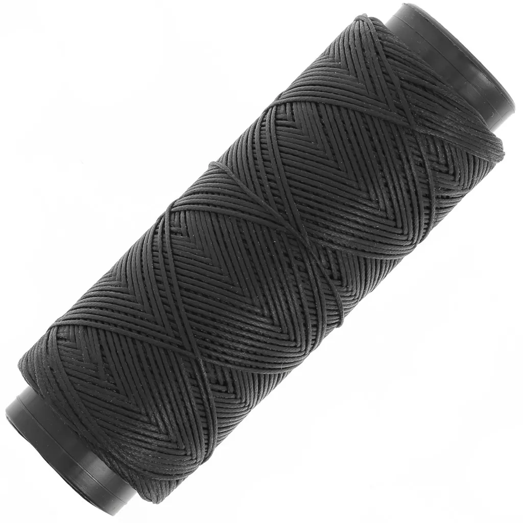 Fil plat en polyester ciré - Slam Cord pour micro macramé 0.8 mm - Noir ...