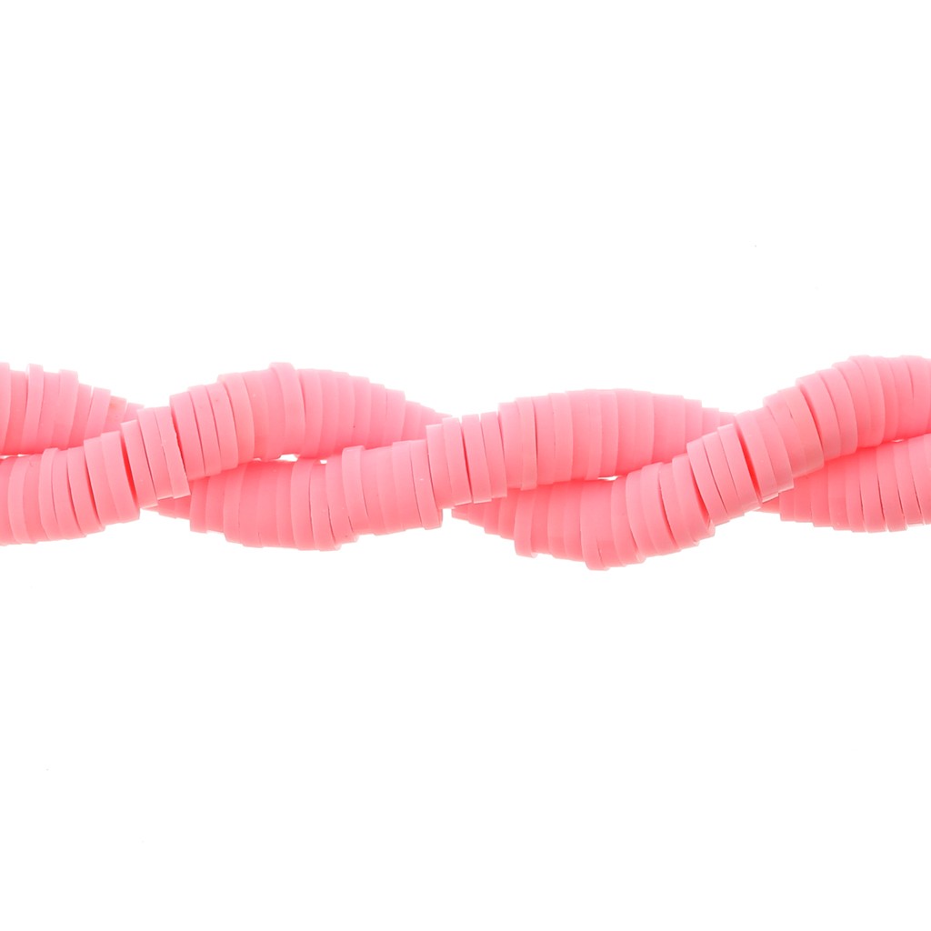 Perles rondelles Heishi en pâte polymère 6x1 mm - Rose vif x45cm ...