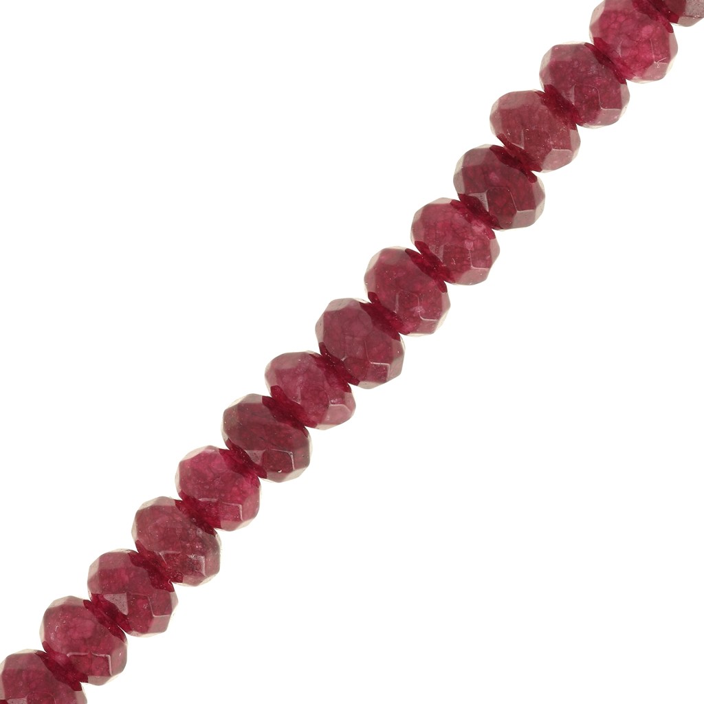 Rondes aplaties facettées 6x4 mm pierre gemme teintée - Quartz Bordeaux ...