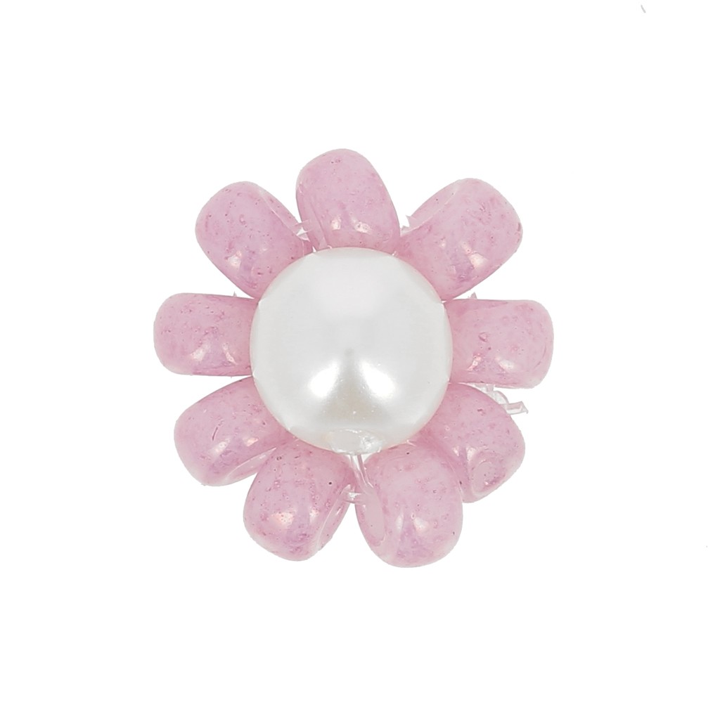 Fleur en perles de rocailles - marguerite - 10 mm - Vieux rose - Blanc ...