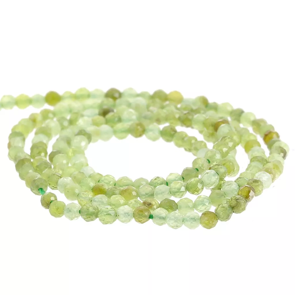 Perles rondes facettées 2 mm pierre gemme - Grenat vert x39cm - Perles & Co